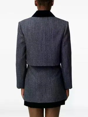 Claudie Pierlot Cropped Herringbone Blazer