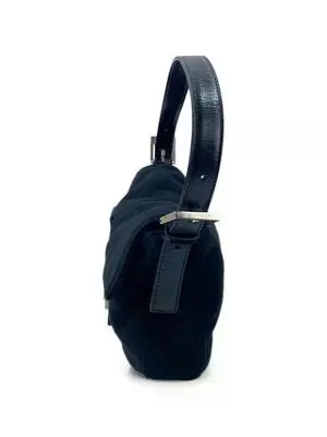 Fendi Suede Baguette Shoulder Bag - Black