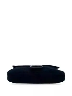 Fendi Suede Baguette Shoulder Bag - Black