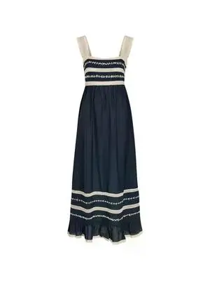 Rixo Malie Embroidered Midi Dress - Blue