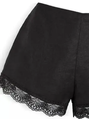 Staud Linen Lace-trimmed High-waisted Shorts - Black