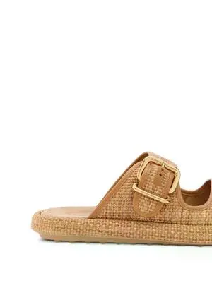 TOD'S Buckle Detail Woven Raffia Sandals