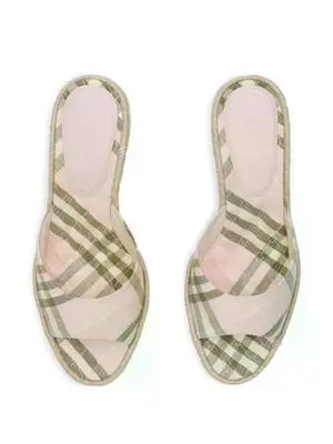Burberry Check Espadrille Mules - Pink