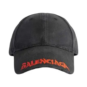Balenciaga Logo Print Baseball Cap - Black