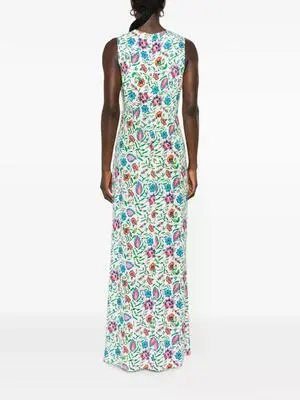 Diane Von Furstenberg Floral Print V-neck Maxi Dress