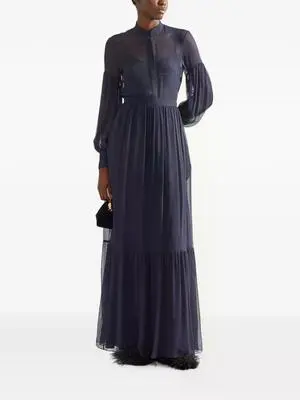 Erdem Sheer Blouson-sleeve Blouse