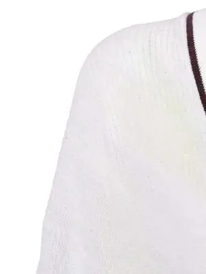 KANGRA Sequin-embellished Striped Trim Cardigan