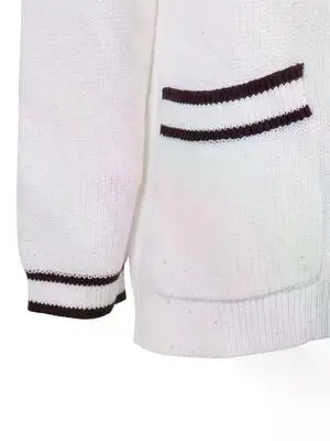 KANGRA Sequin-embellished Striped Trim Cardigan