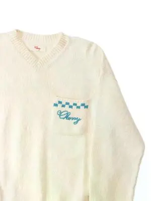 CHERRY LA V-neck Sweater With Embroidered Logo Pocket
