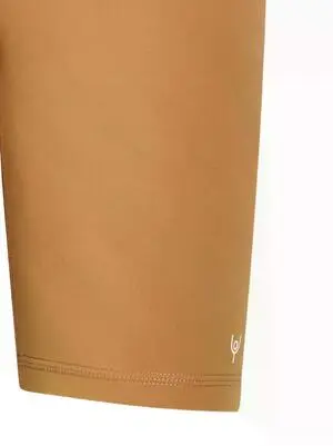 NOW YOU LIVE High-waisted Logo-print Stretch Shorts - Neutrals
