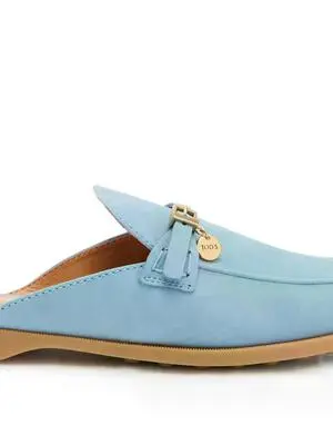 TOD'S Buckle-detail Leather Mules - Blue