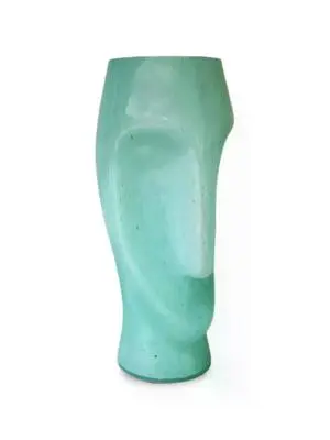 ENZO DE GASPERI Sculptural Face Vase - Green