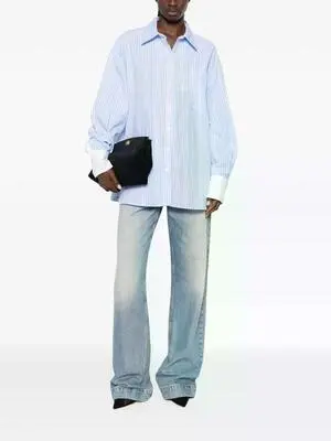 VICOLO Vertical Stripe Contrast Cuff Shirt
