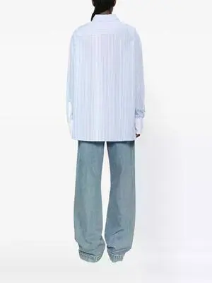 VICOLO Vertical Stripe Contrast Cuff Shirt
