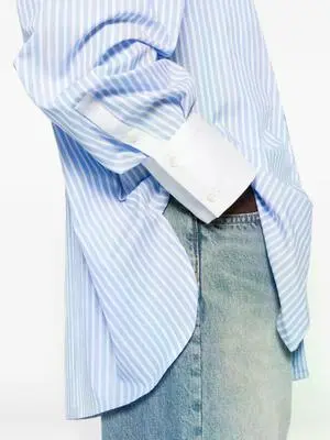 VICOLO Vertical Stripe Contrast Cuff Shirt