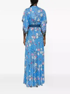 Diane Von Furstenberg Floral Print Wrap Maxi Dress