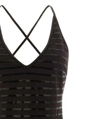 Brunello Cucinelli One-piece Swimsuit With Sequined Stripes