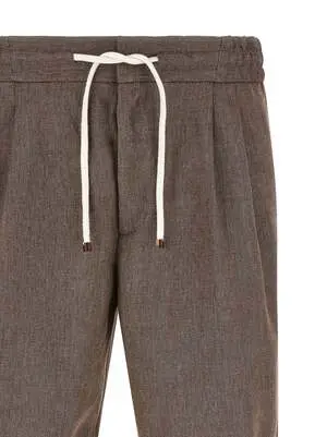 Brunello Cucinelli Linen And Wool Chevron Weave Bermuda Shorts - Brown