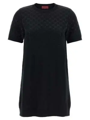 Gucci Gg' Crystal Dress - Black