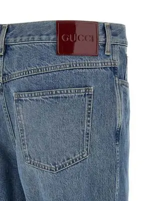 Gucci Délavé Effect Denim Jeans - Blue