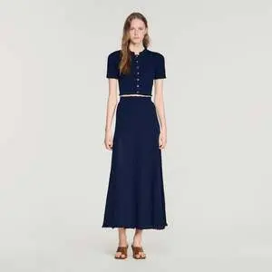 Sandro Pointelle Knit Maxi Skirt