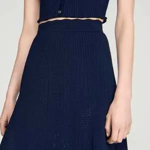 Sandro Pointelle Knit Maxi Skirt