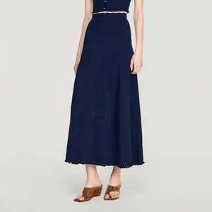 Sandro Pointelle Knit Maxi Skirt