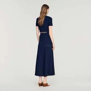 Sandro Pointelle Knit Maxi Skirt