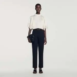 Sandro Stretch Straight-leg Trousers - Black