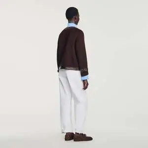 Sandro Short Coat With Lambskin And Metal Buckle Details