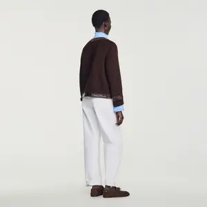 Sandro Short Coat With Lambskin And Metal Buckle Details