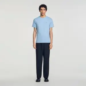 Sandro Cotton Logo T-shirt - Blue Grey