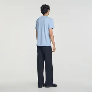 Sandro Cotton Logo T-shirt - Blue Grey