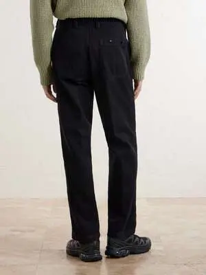 Stone Island Logo-appliquéd Straight-leg Cotton-canvas Trousers