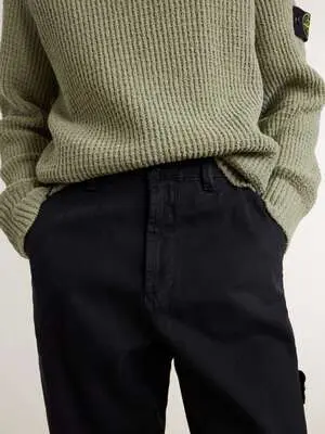 Stone Island Logo-appliquéd Straight-leg Cotton-canvas Trousers