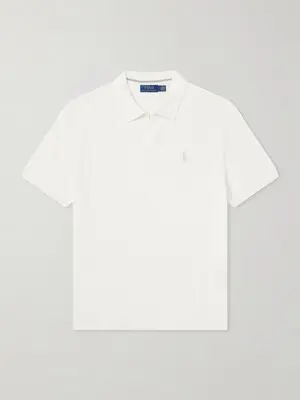 Polo Ralph Lauren Logo-embroidered Cotton And Linen-blend Polo Shirt - White