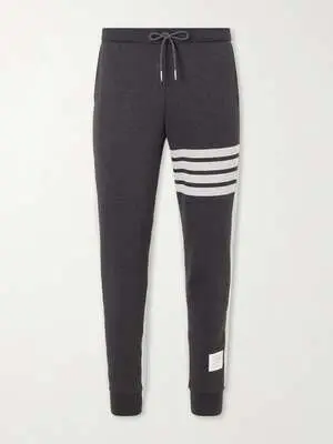 Thom Browne Tapered Striped Cotton-jersey Sweatpants - Gray