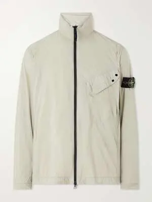 Stone Island Logo-appliquéd Garment-dyed Shell Jacket - Beige