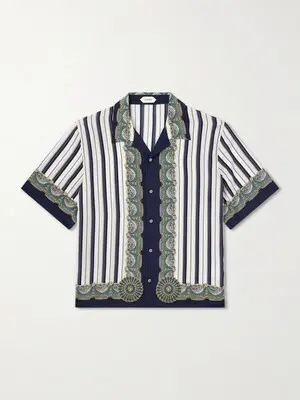 Versace Striped Silk-crepe De Chine Shirt - Blue