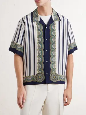 Versace Striped Silk-crepe De Chine Shirt