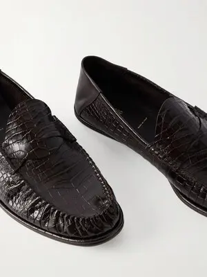 TOM FORD Sebastian Croc-effect Leather Loafers