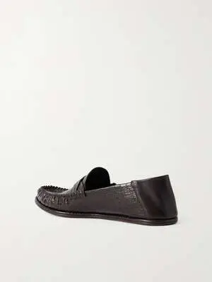 TOM FORD Sebastian Croc-effect Leather Loafers