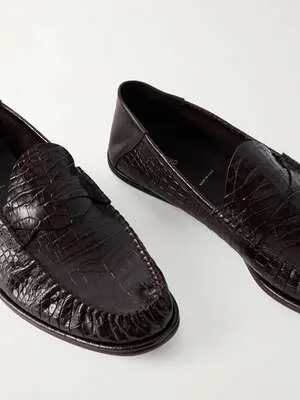 TOM FORD Sebastian Croc-effect Leather Loafers