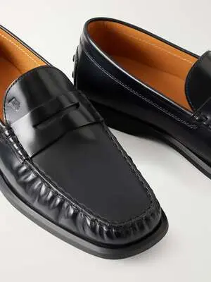 TOD'S Logo-debossed Gathered Leather Loafers