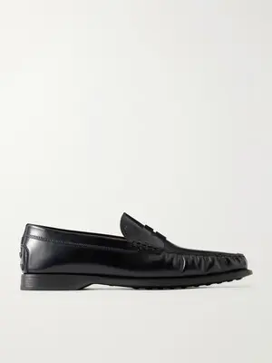 TOD'S Logo-debossed Gathered Leather Loafers