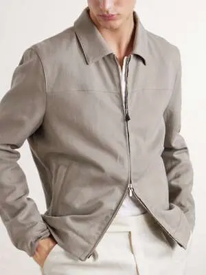 Thom Sweeney Linen Bomber Jacket