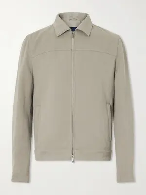 Thom Sweeney Beige Linen Bomber Jacket - Brown