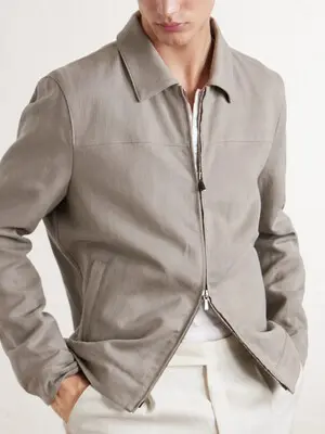 Thom Sweeney Linen Bomber Jacket