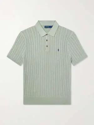 Polo Ralph Lauren Logo-embroidered Cable-knit Cotton Polo Shirt - Green