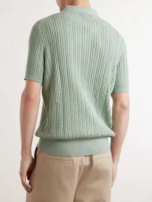 Polo Ralph Lauren Logo-embroidered Cable-knit Cotton Polo Shirt